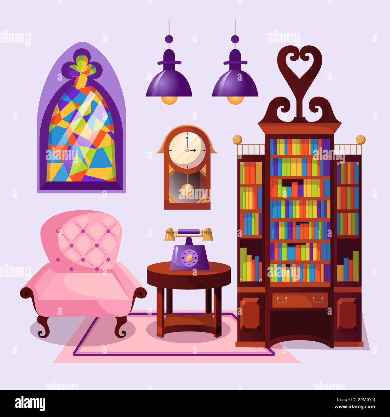 Library room cartoon hi-res stock photography and images - Alamy