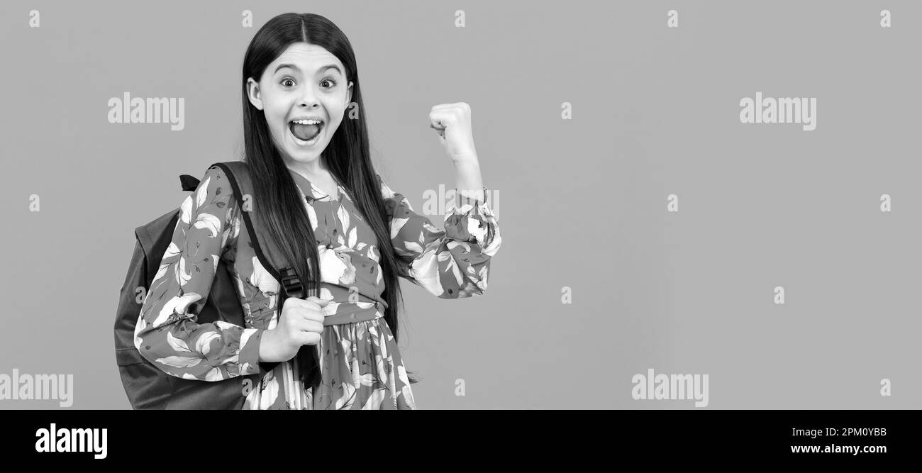 graduated. beautiful kid with long hair on blue background. Banner of ...