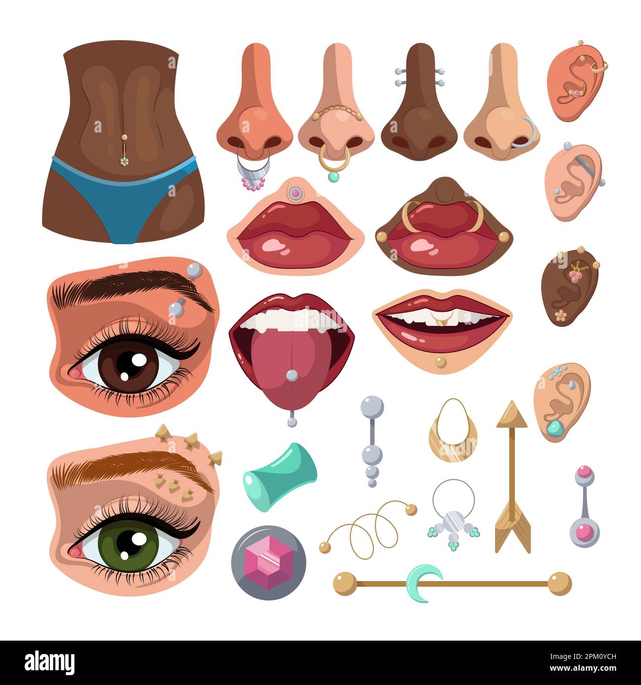 Facial piercings Stock Vector Images - Alamy