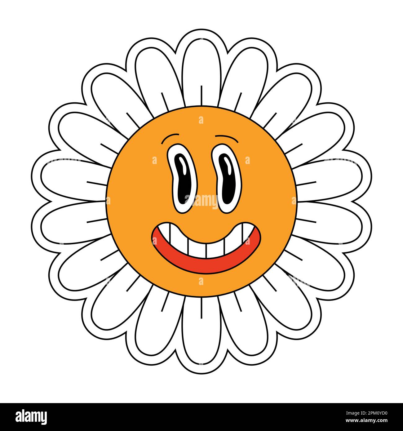 Hippie chamomile smiley character funky design. Retro daisy mascot ...