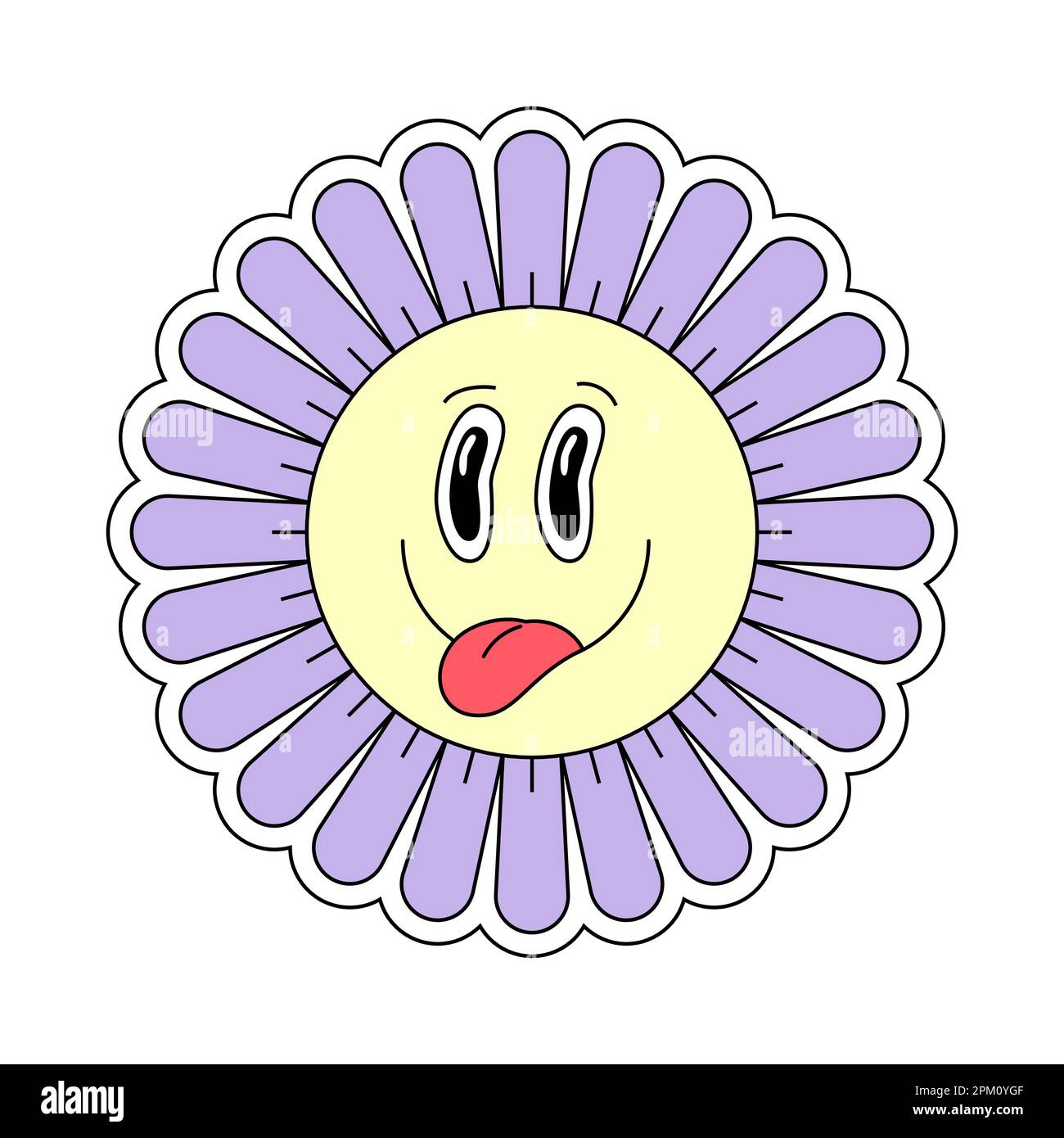 Hippie groovy chamomile smiley character good vibes. Retro daisy flower ...
