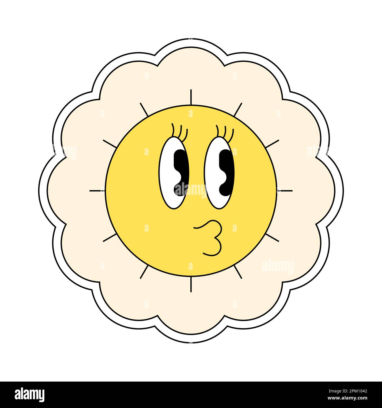 Hippie groovy chamomile smiley character good vibes. Retro daisy flower ...