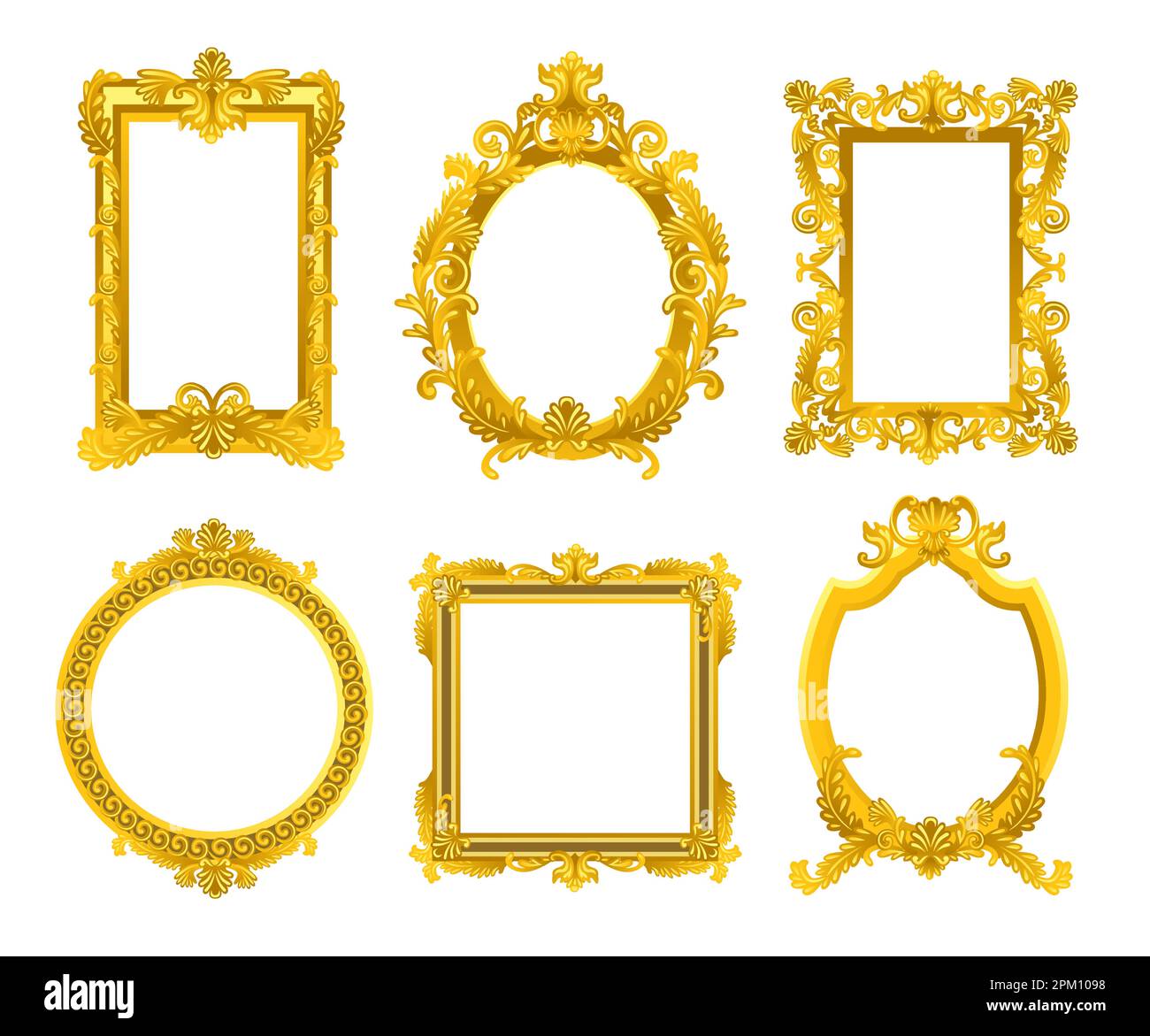 Vintage gold mirror frames cartoon illustration set Stock Vector Image ...
