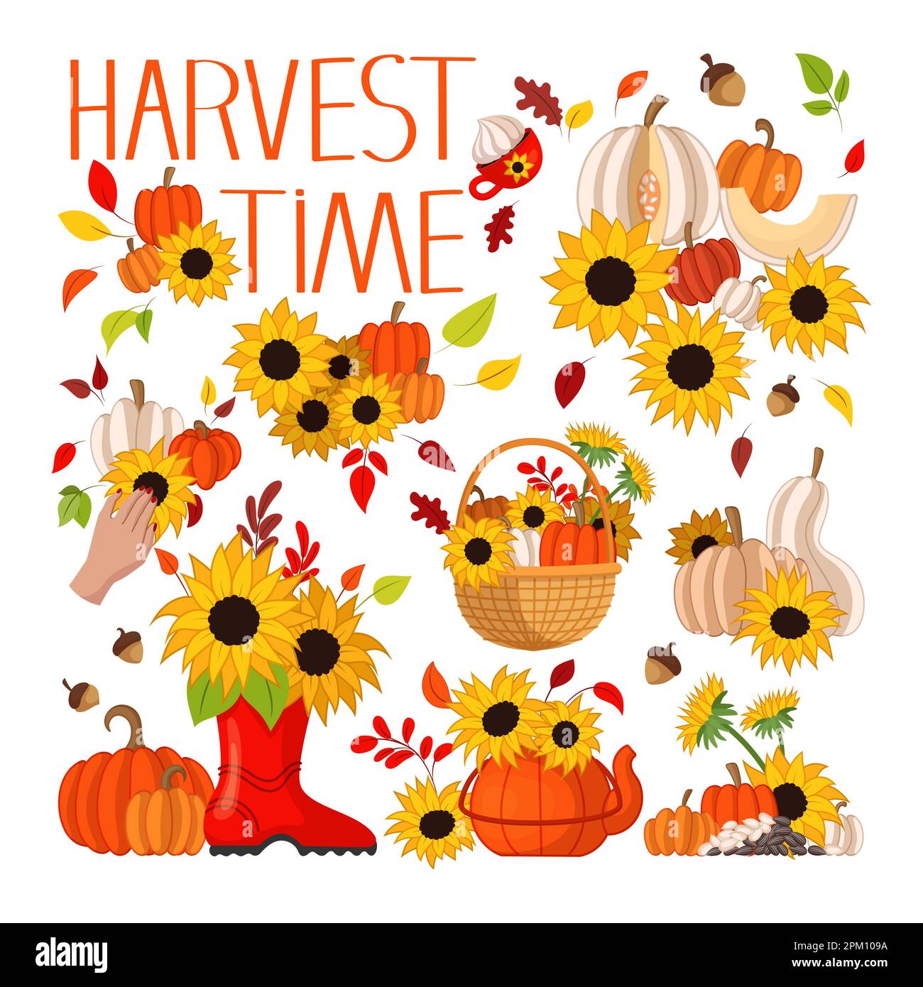 Harvest time elements vector illustrations set Stock Vector Image & Art ...