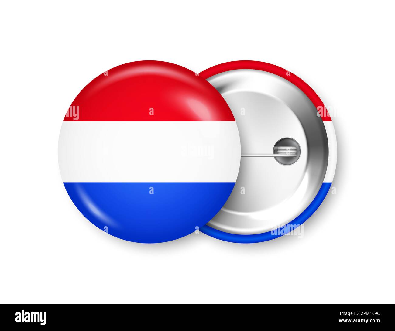 Realistic button badge with printed Dutch flag. Souvenir from ...