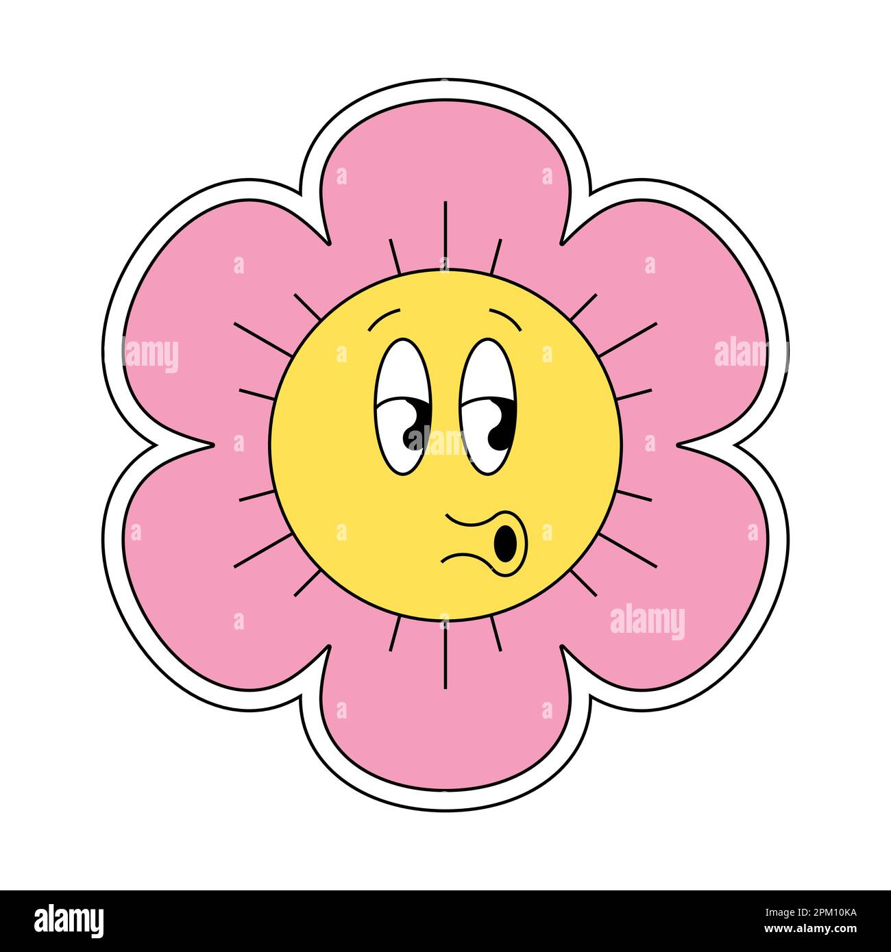 Cute hippie groovy chamomile smiley character good vibes. Retro daisy ...