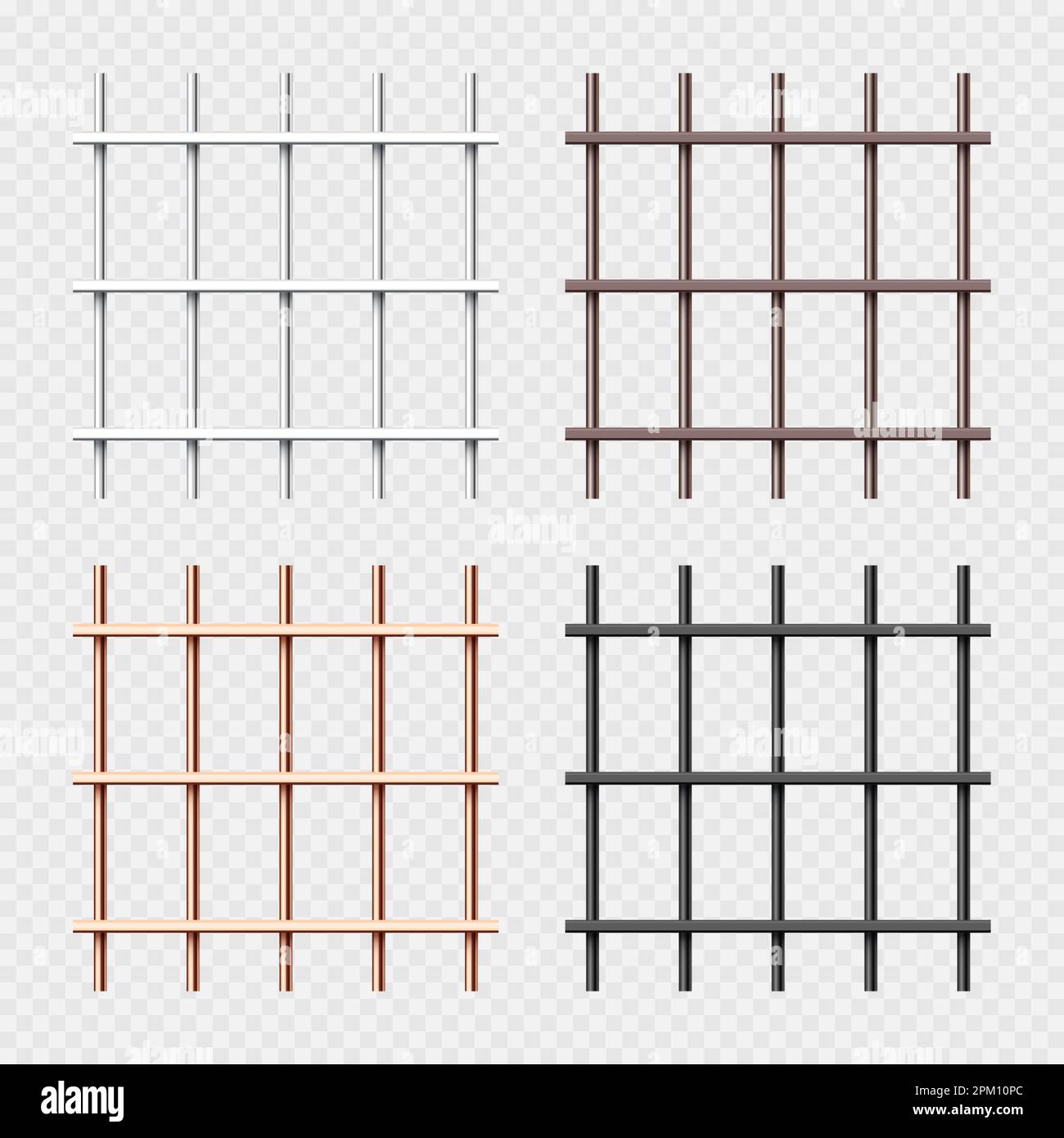 Various shiny metal prison bars collection. Realistic detailed jail ...