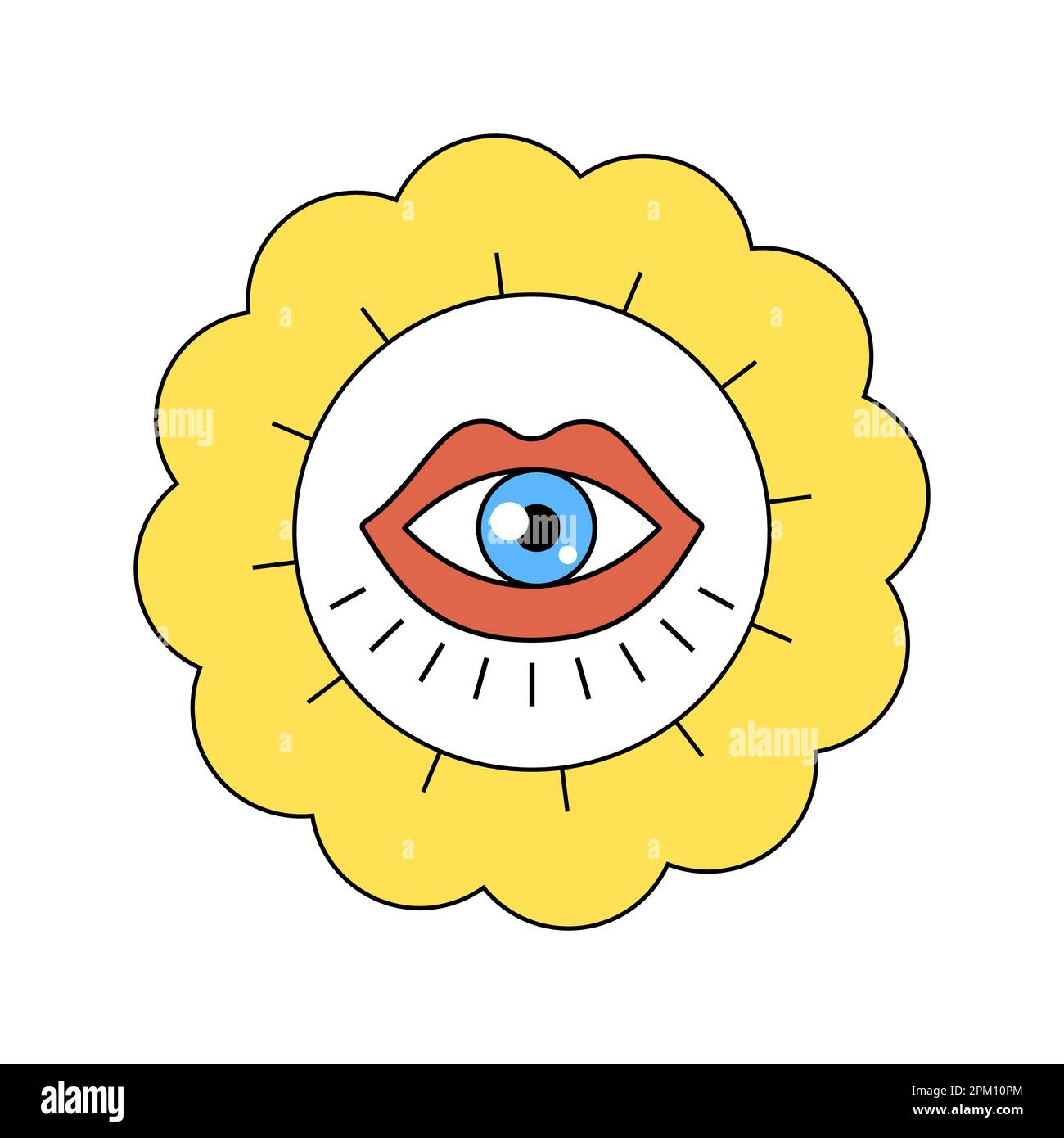Hippie chamomile strange character good vibes. Retro daisy mascot with ...
