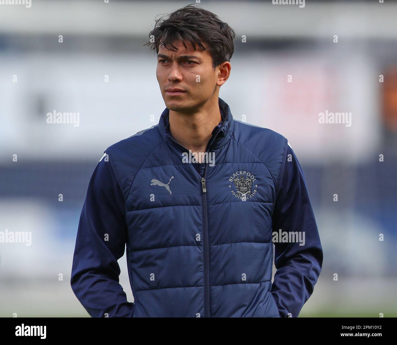Kenny Dougall #12 of Blackpool arrives ahead of the Sky Bet ...