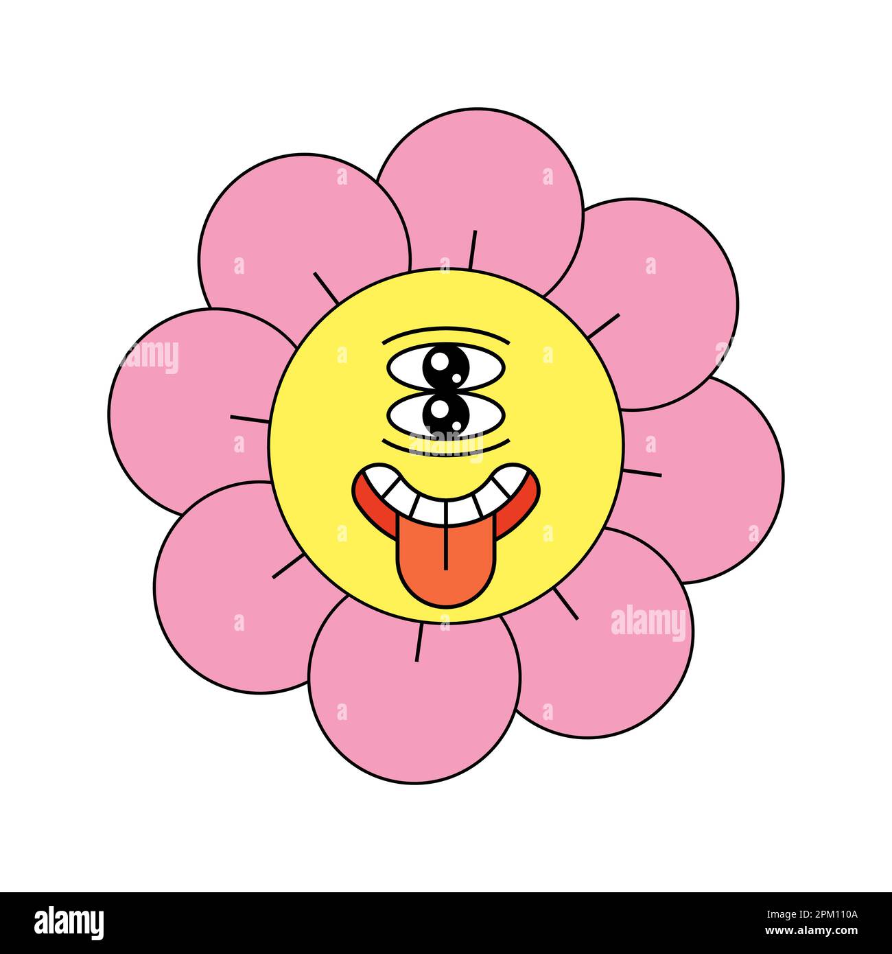Hippie groovy chamomile smiley strange character good vibes. Retro ... Hippie groovy chamomile smiley strange character good vibes. Retro ...