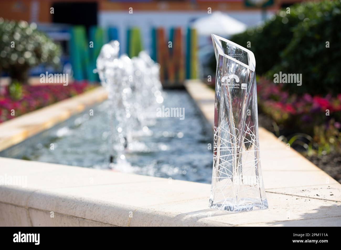 The Miami Open trophy is shown after the Women's Doubles Final match of ...