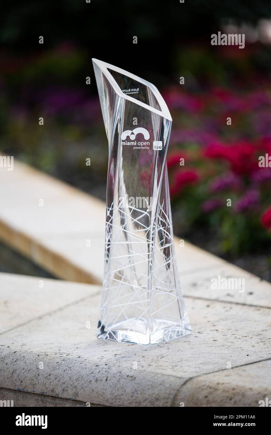 The Miami Open trophy is shown after the Women's Doubles Final match of ...