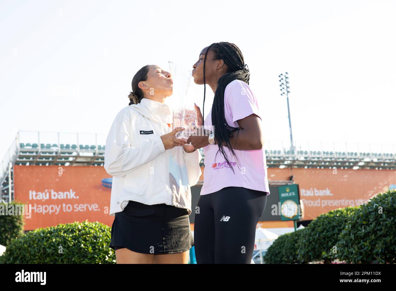 Jessica Pegula of the U.S. (left) and Coco Gauff of the U.S. (right ...