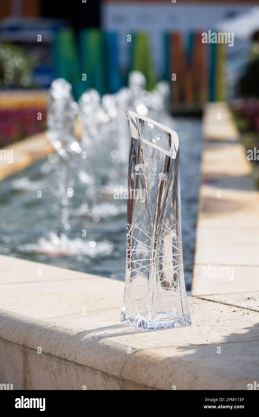 The Miami Open trophy is shown after the Women's Doubles Final match of ...