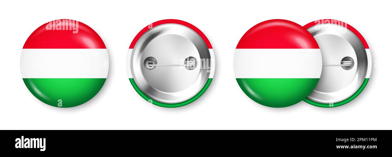 Realistic button badge with printed Hungarian flag. Souvenir from ...