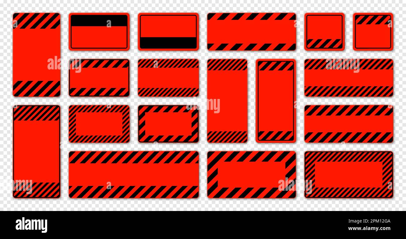 Various blank red warning signs with diagonal lines. Attention, danger ...