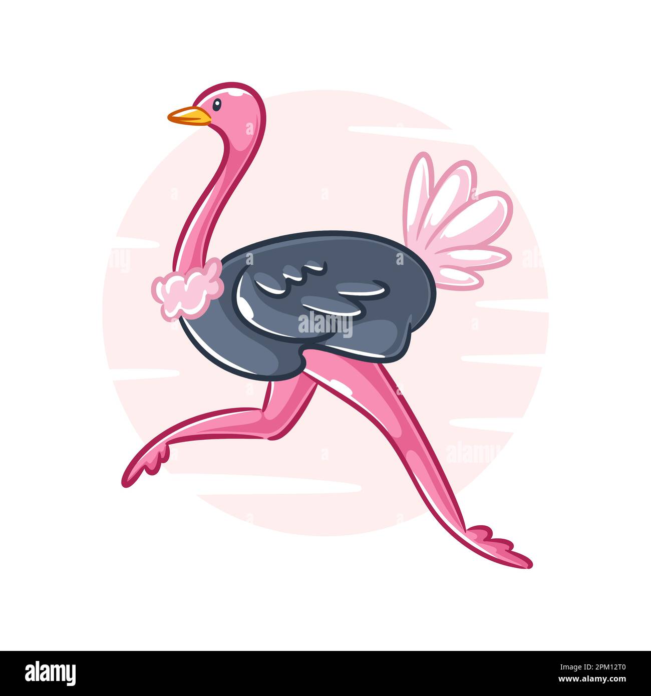 Cute ostrich cartoon vector illustration on a white background Stock ...