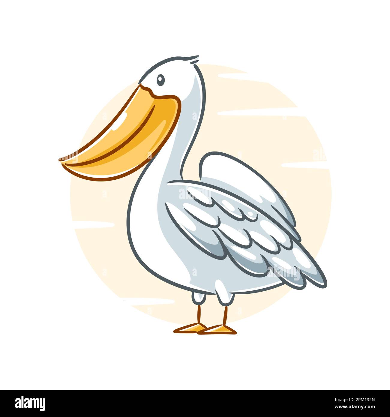 Cute pelican cartoon vector illustration on a white background Stock ...