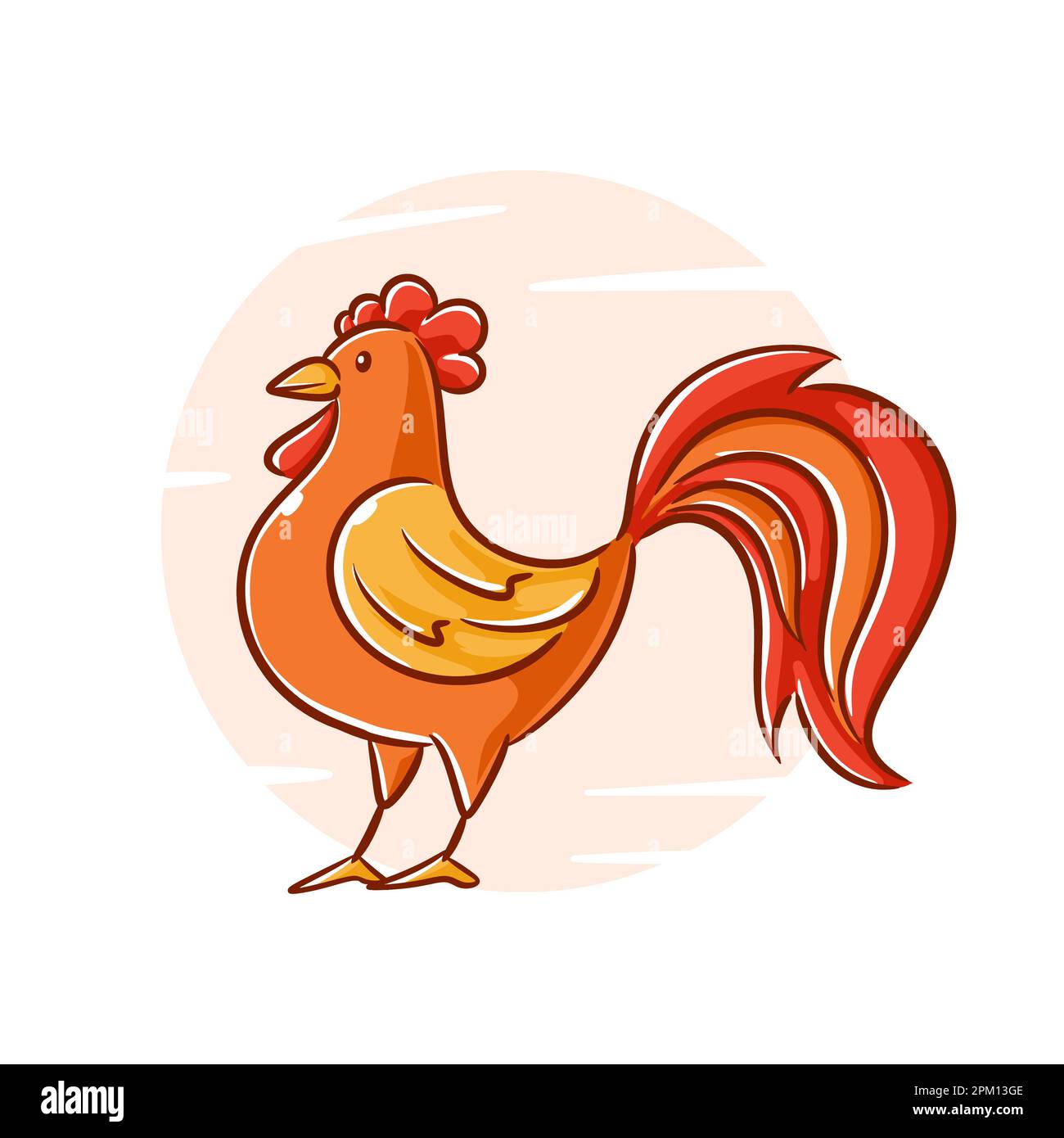 Cute rooster cartoon vector illustration on a white background Stock ...