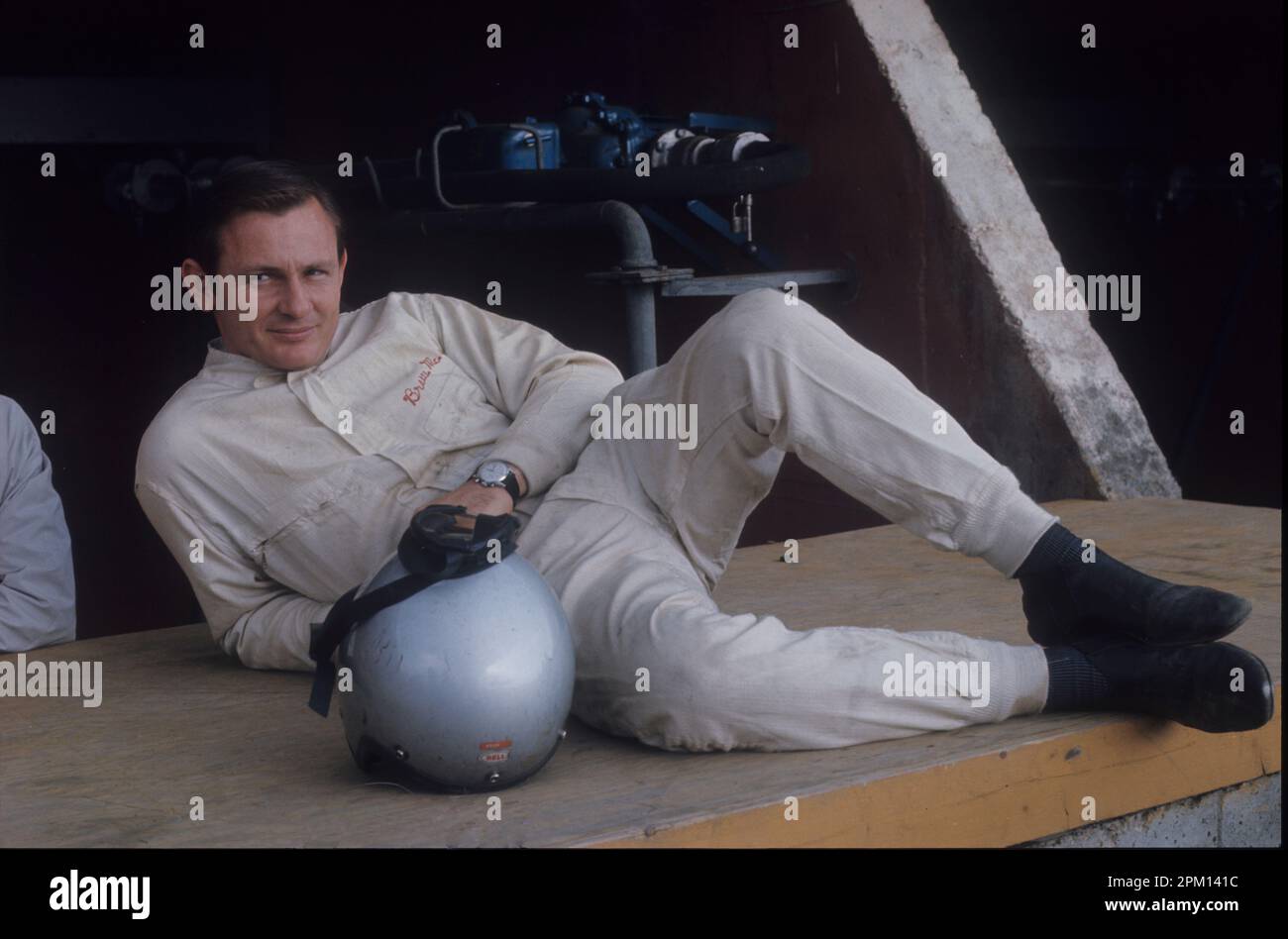New Zealand Formula One driver Bruce McLaren relaxing before a race ...