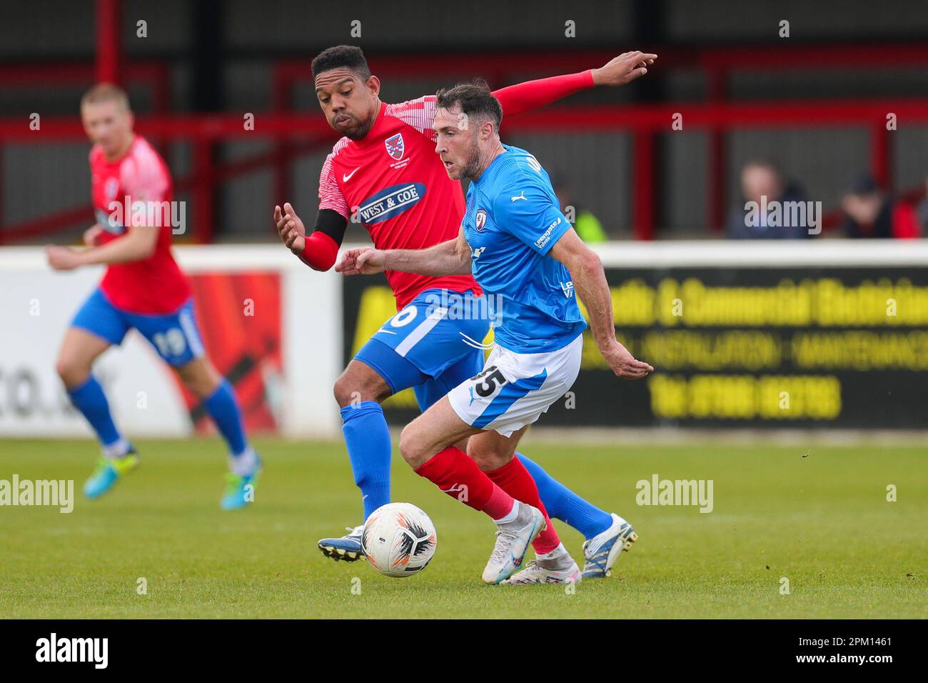 Dagenham, Kent, UK. 10 April 2023. Chesterfield midfielder Mike Jones ...