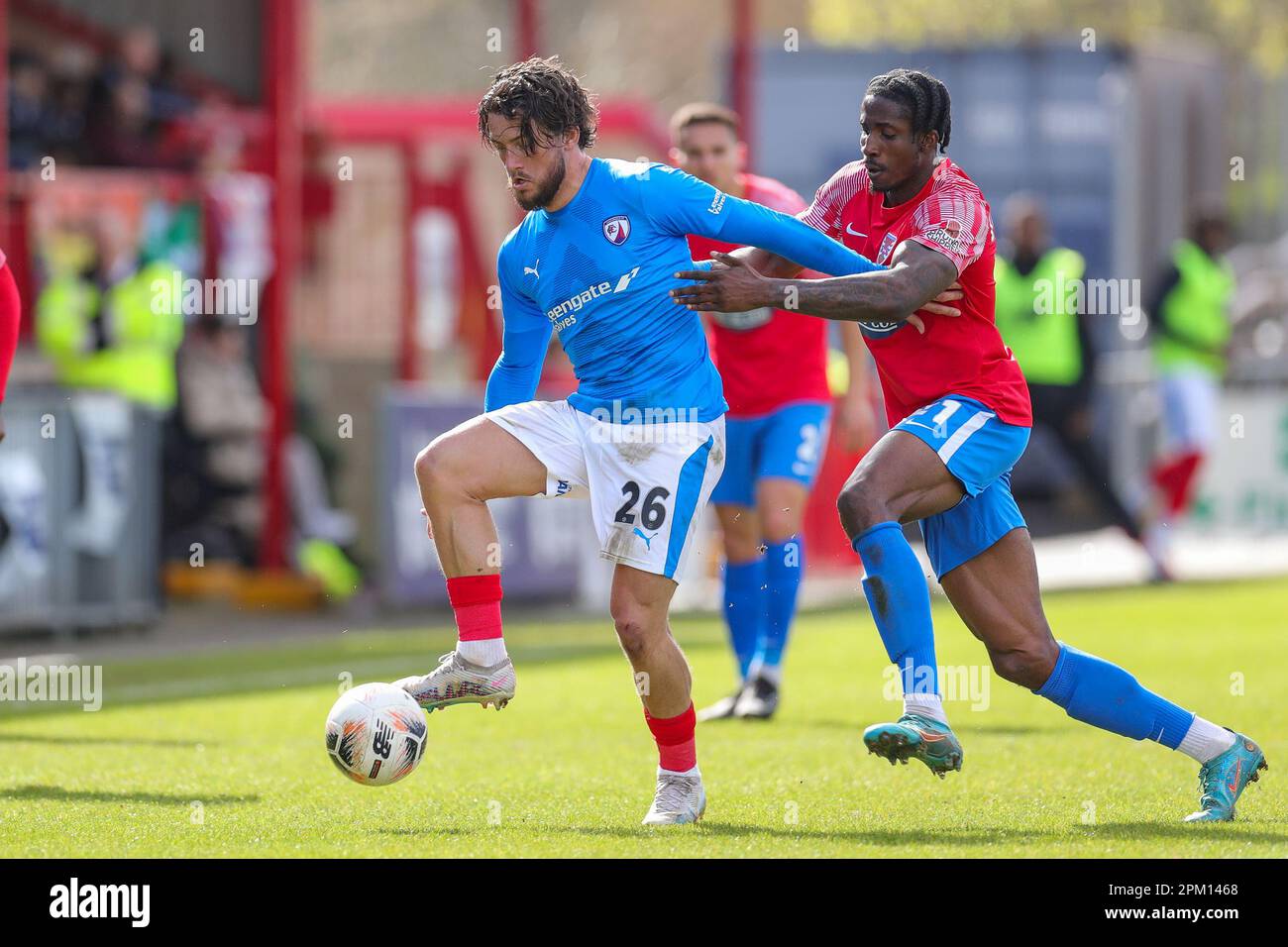 Dagenham, Kent, UK. 10 April 2023. Chesterfield midfielder Darren ...