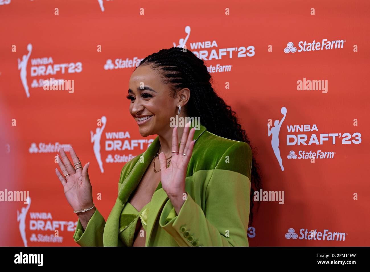Stanford's Haley Jones arrives at the WNBA basketball draft Monday ...