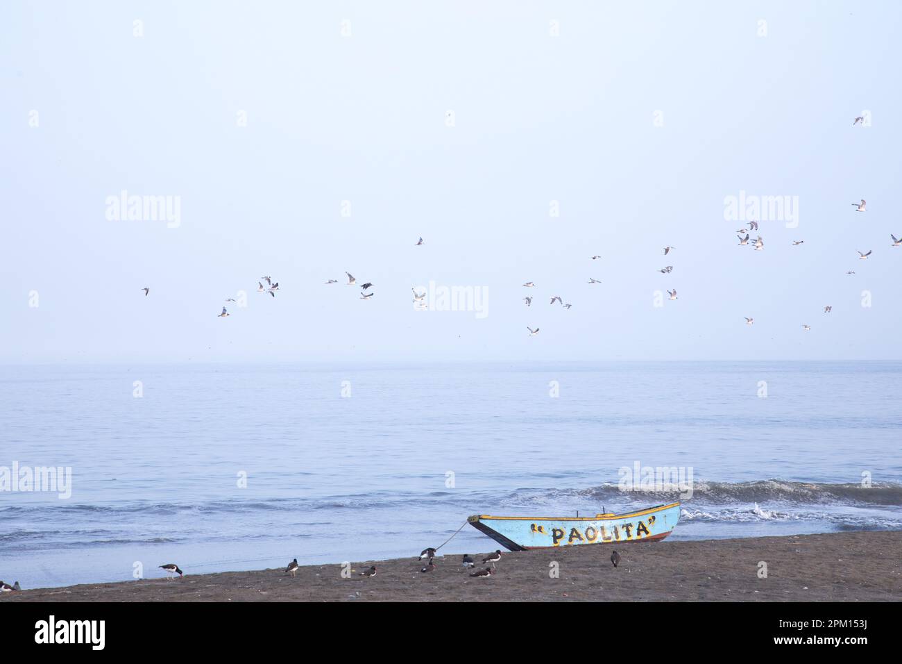 Ancon Lima Peru shoreline beach coast line landscape at noon or sunset ...
