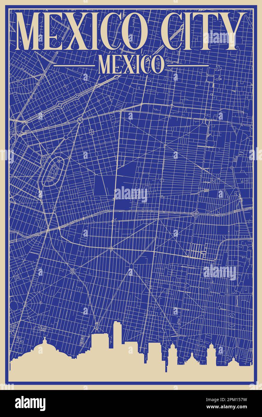Road network poster of the downtown MEXICO CITY, MEXICO Stock Vector ...