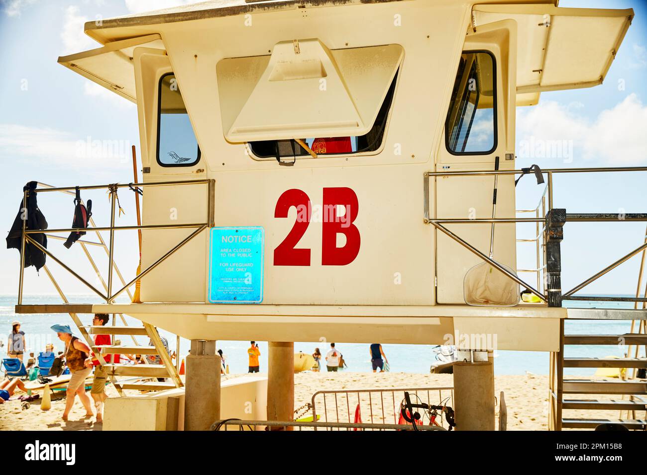 Waikiki, Oahu, Hawaii, USA, - February 6, 2023: Close up of Lifeguard ...