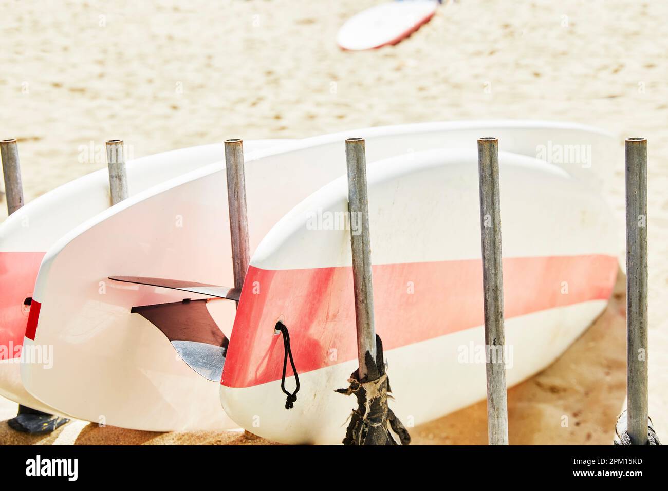 Surfboard rack on the Beach Stock Photo - Alamy
