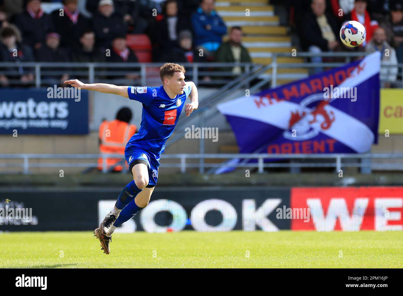 London, UK. 10th Apr, 2023. Toby Sims of Harrogate Town in action ...