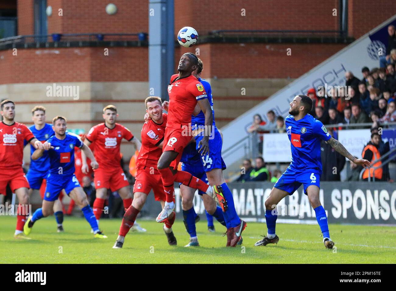 London, UK. 10th Apr, 2023. Omar Beckles of Leyton Orient and Toby Sims ...