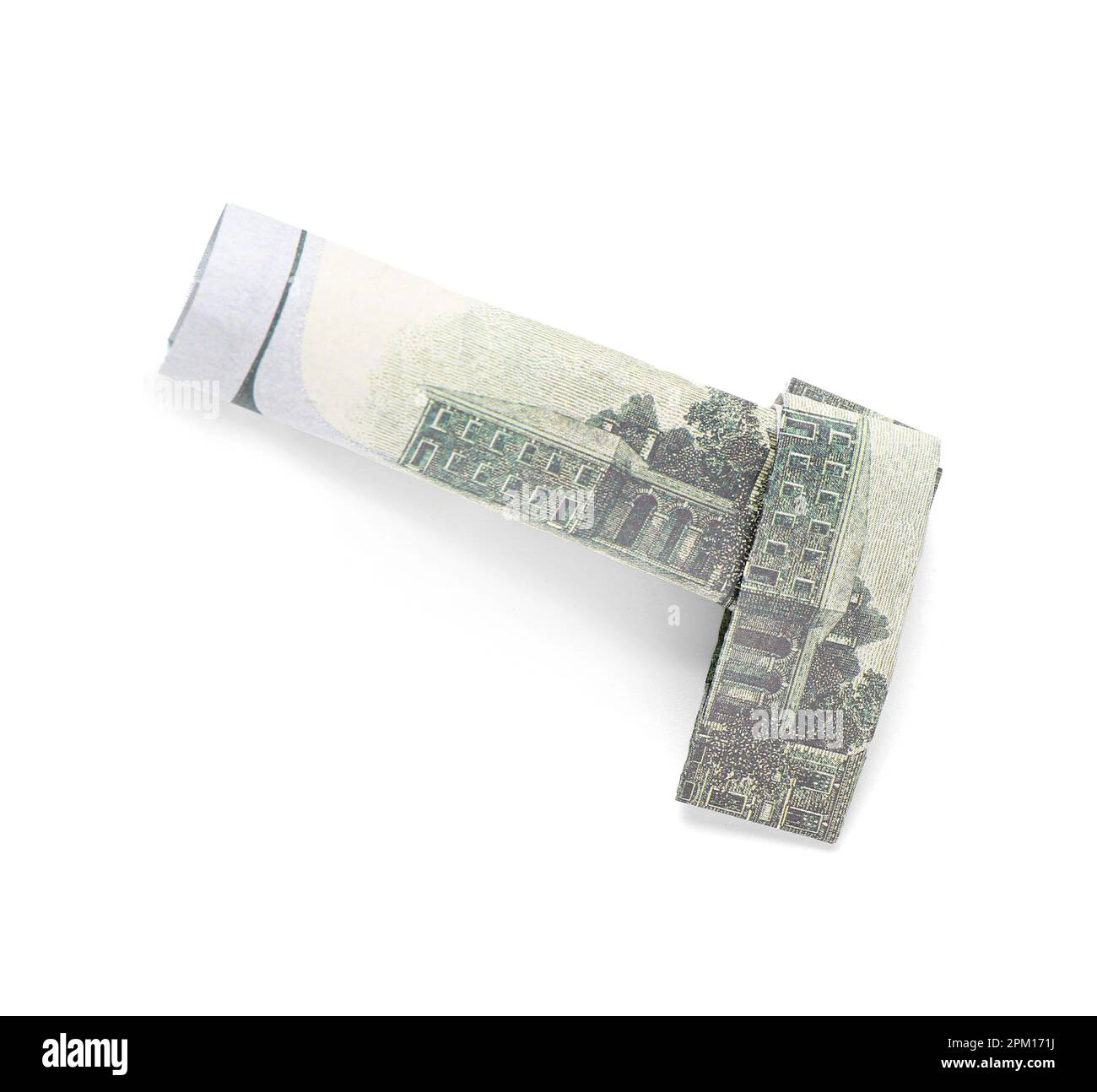 Origami gun made of dollar banknotes on white background Stock Photo ...