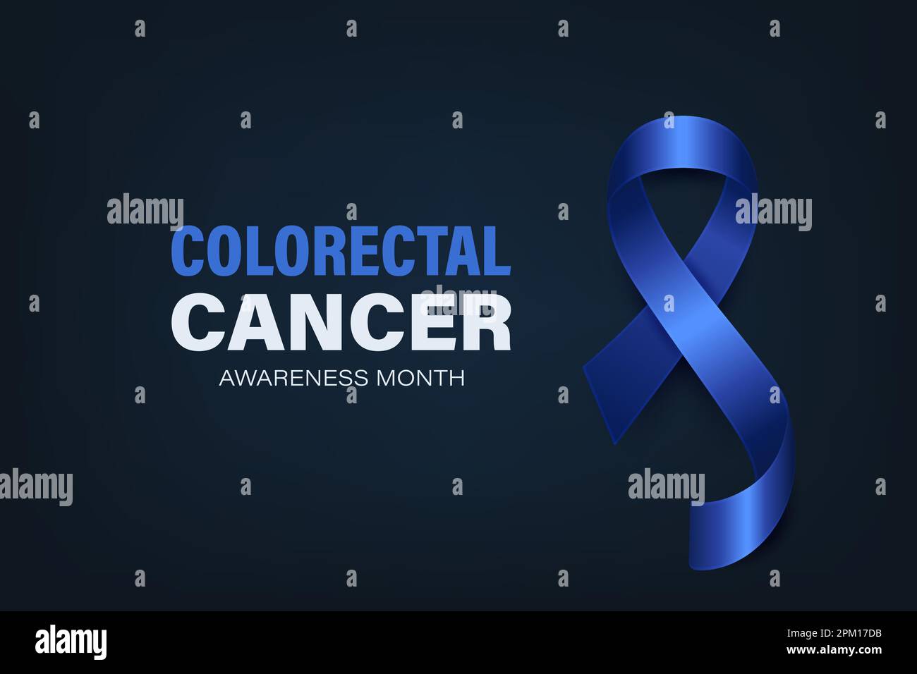 Colorectal Cancer Banner, Card, Placard with Vector 3d Realistic Dark ...