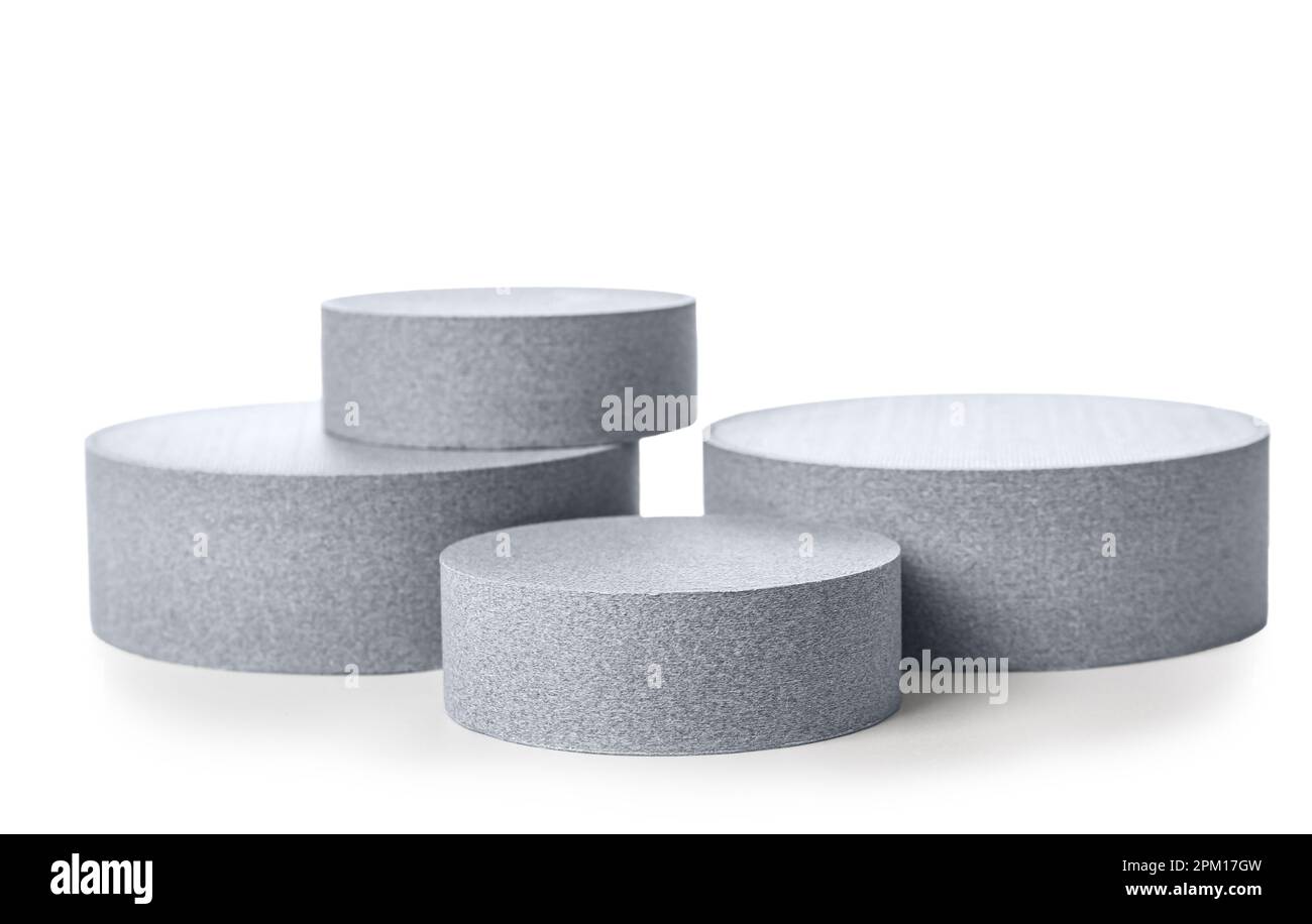 Decorative podiums isolated on white background Stock Photo - Alamy