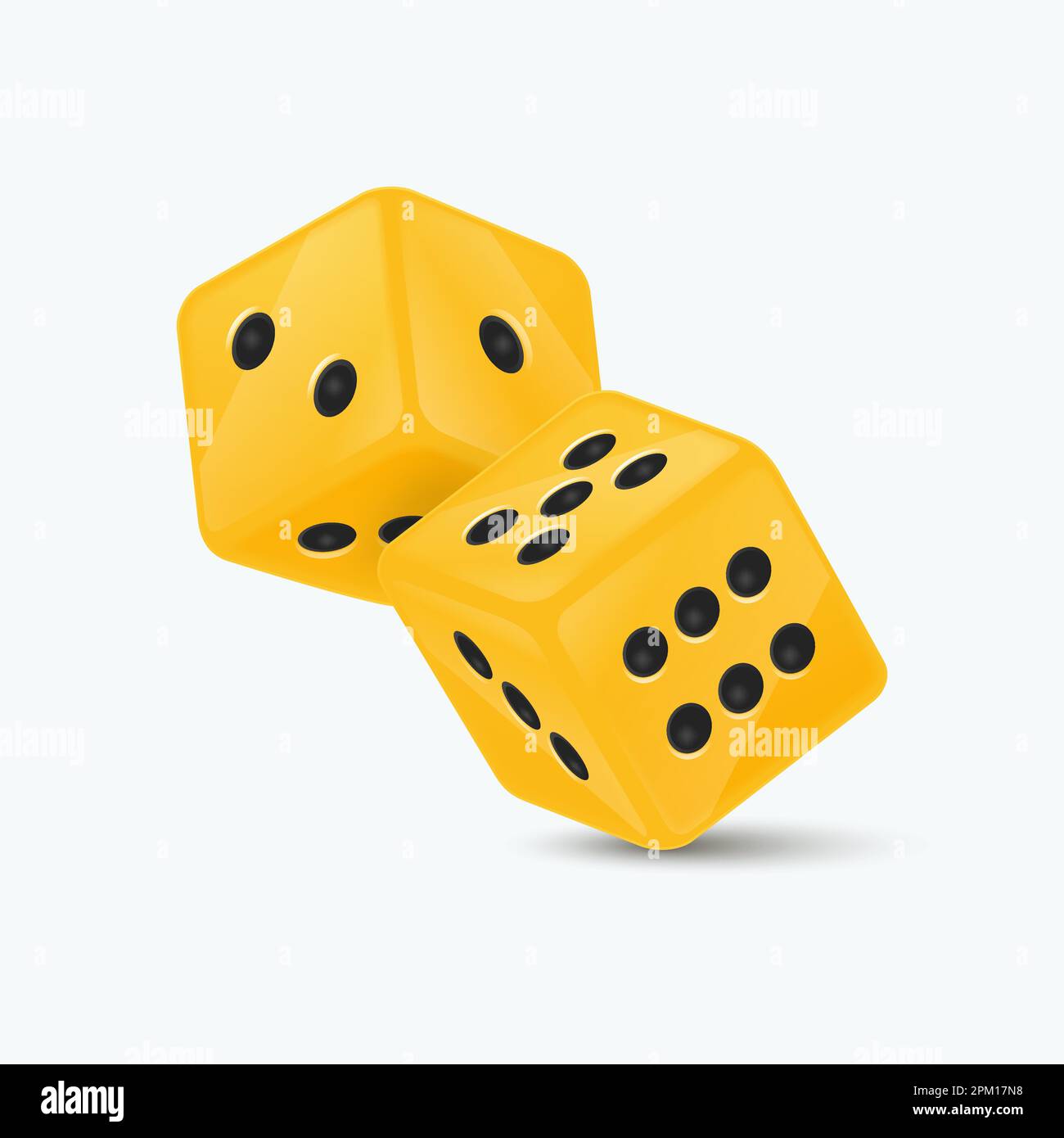 Vector 3d Realistic Yellow Game Dice with Black Dots Set Closeup ...