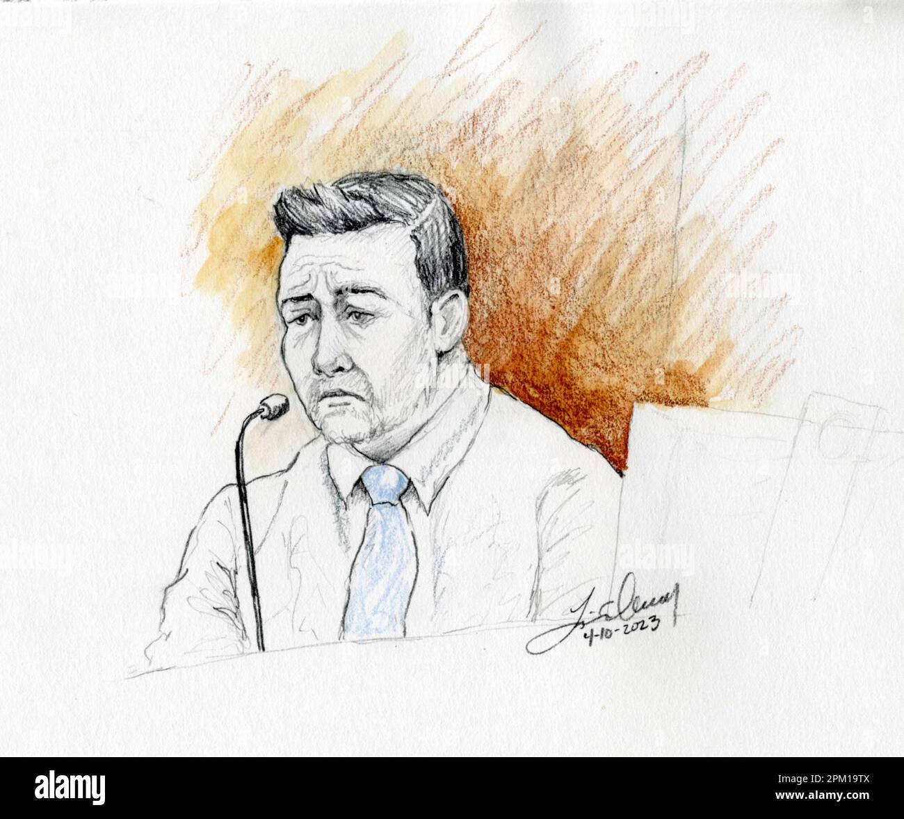 This courtroom sketch depicts Brandon Boudreaux, who was previously ...