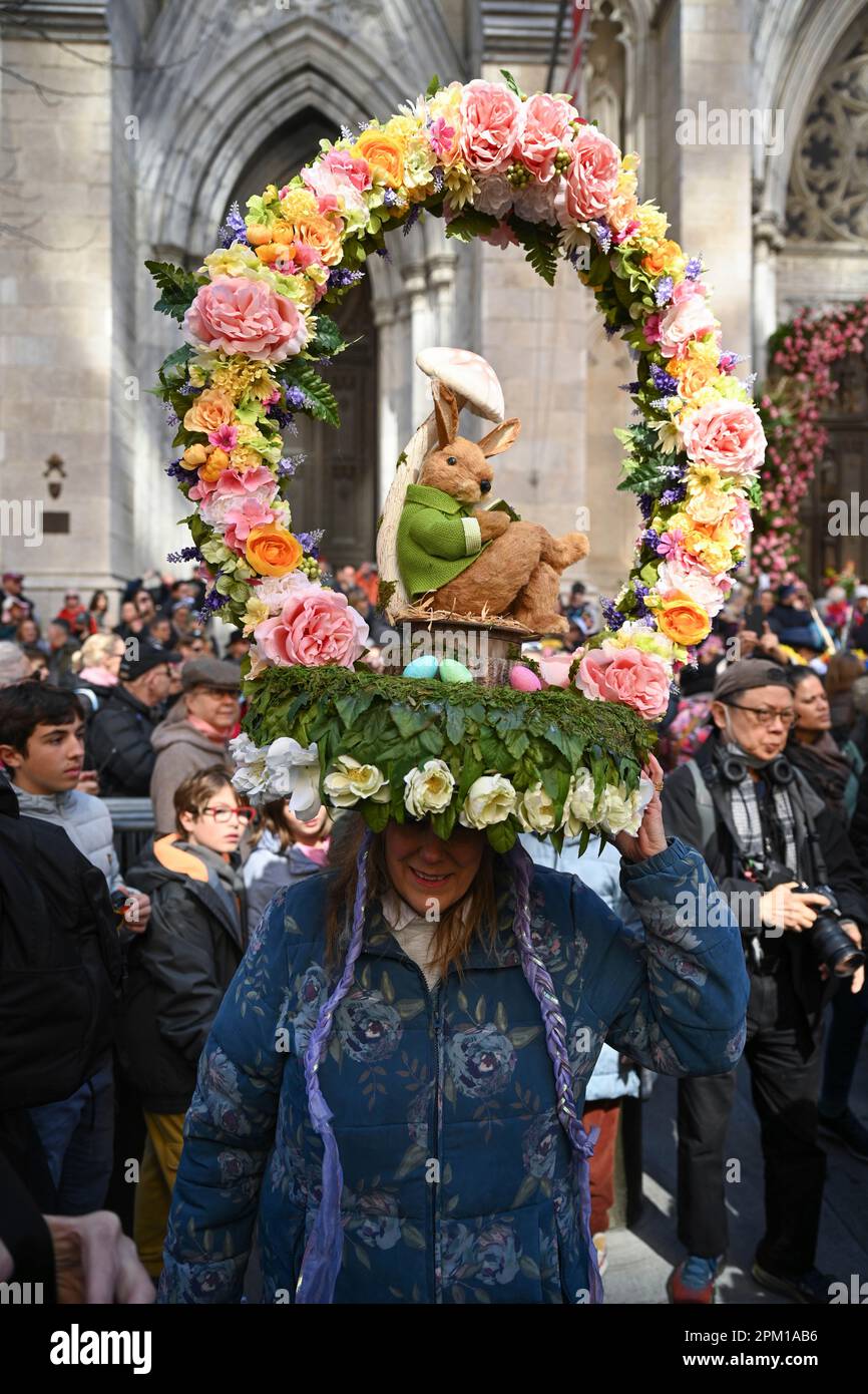 Photo by: NDZ/STAR MAX/IPx 2023 4/9/23 People attend the annual Easter Parade and Bonnet ...
