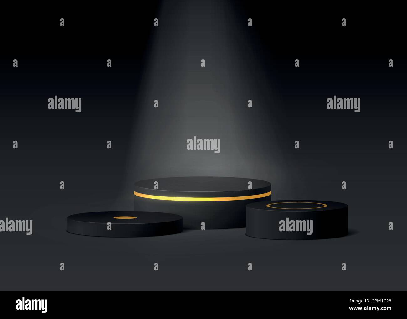 Minimalistic stage for show products. 3d realistic black cylinders on a ...