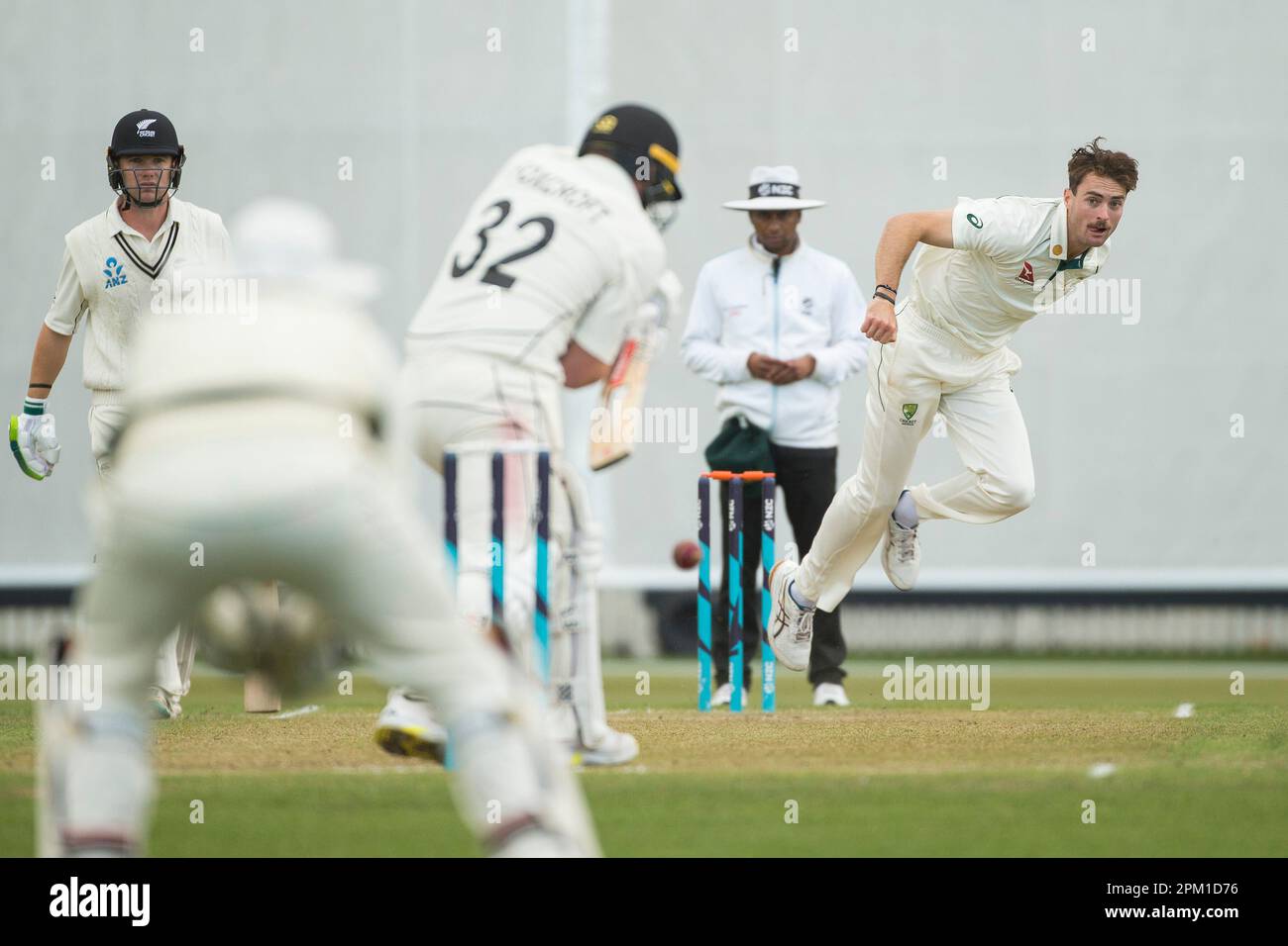 Jordan Buckingham bowling for Australia A during the four-day cricket ...
