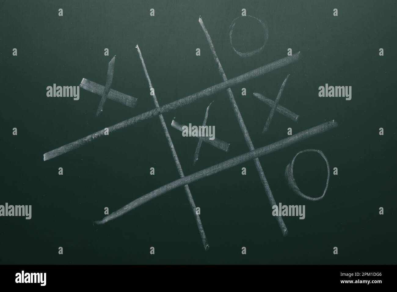 Tic tac toe game on green chalkboard, top view Stock Photo - Alamy
