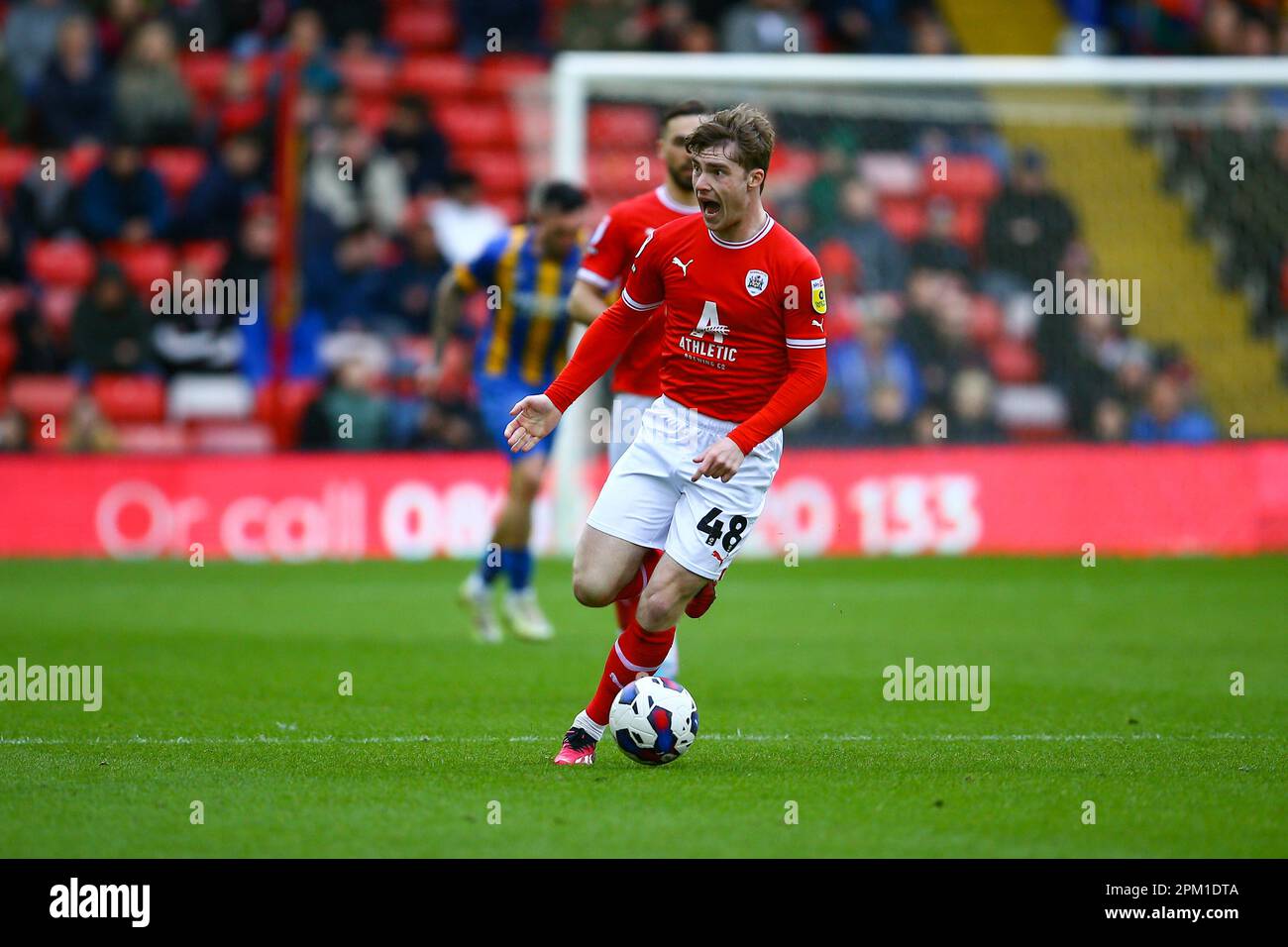 Oakwell Stadium, Barnsley, England - 10th April 2023 Luca Connell (48 ...