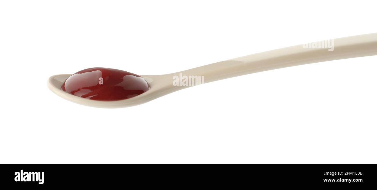 Spoon of tasty pureed baby food isolated on white Stock Photo - Alamy