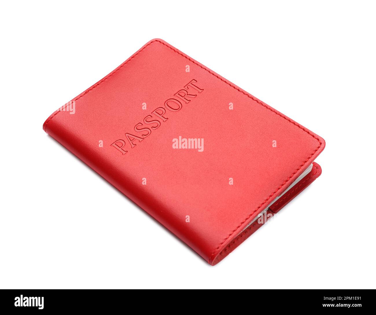 Passport in red leather case isolated on white Stock Photo - Alamy