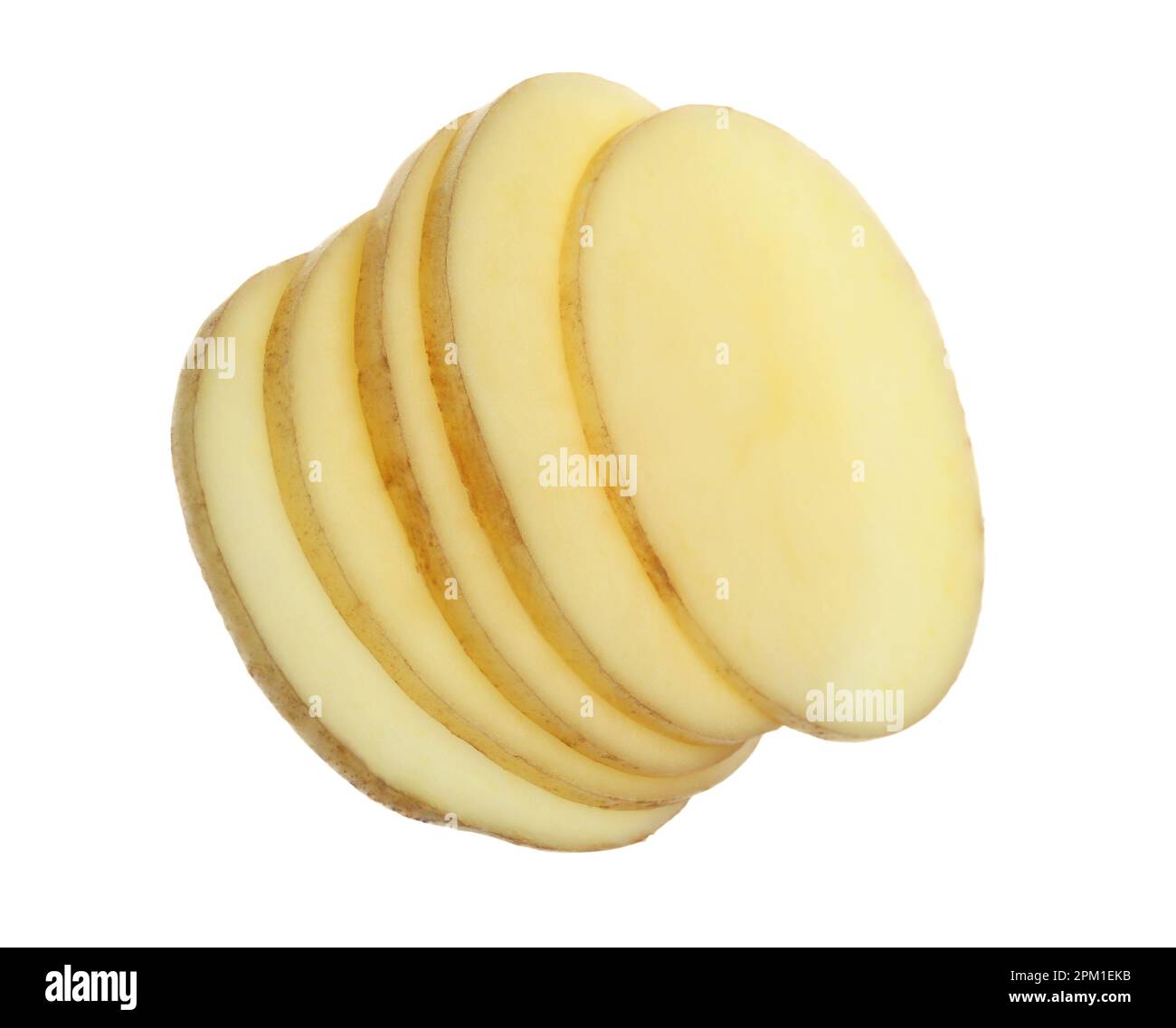 Slices of raw potato isolated on white Stock Photo - Alamy