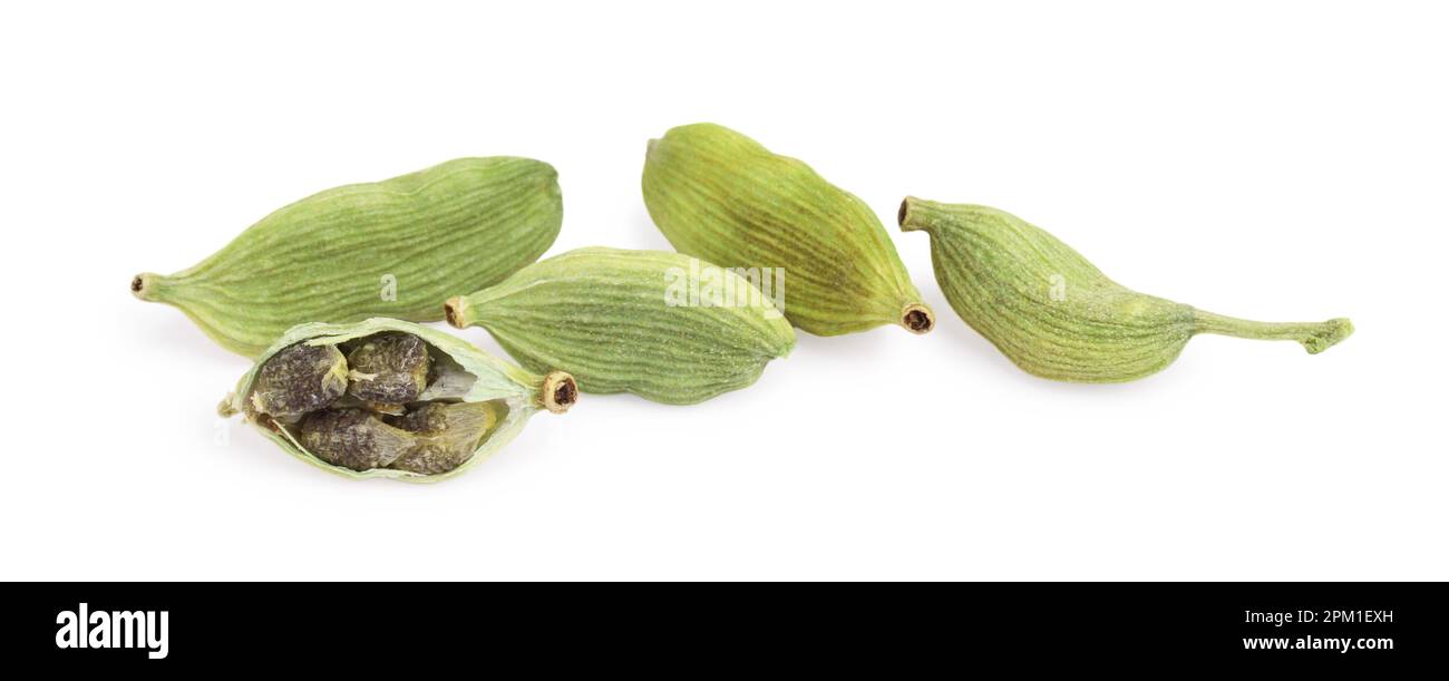 Pile of dry green cardamom pods isolated on white Stock Photo - Alamy