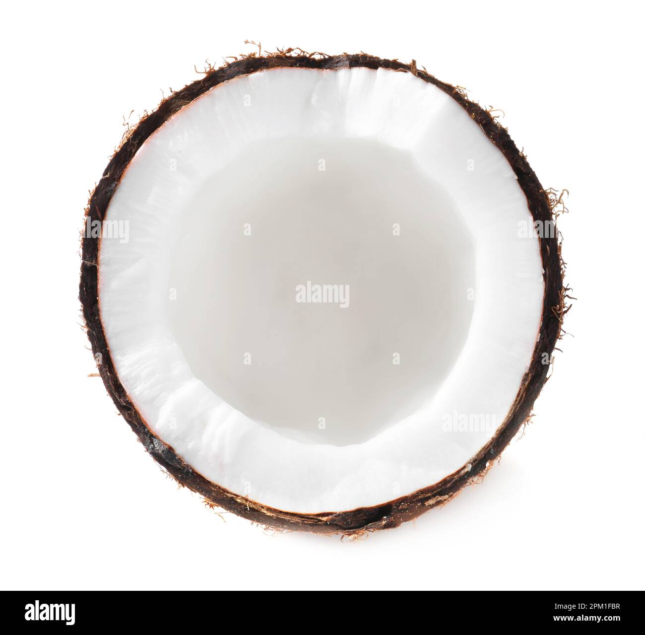 Half of ripe coconut isolated on white Stock Photo - Alamy