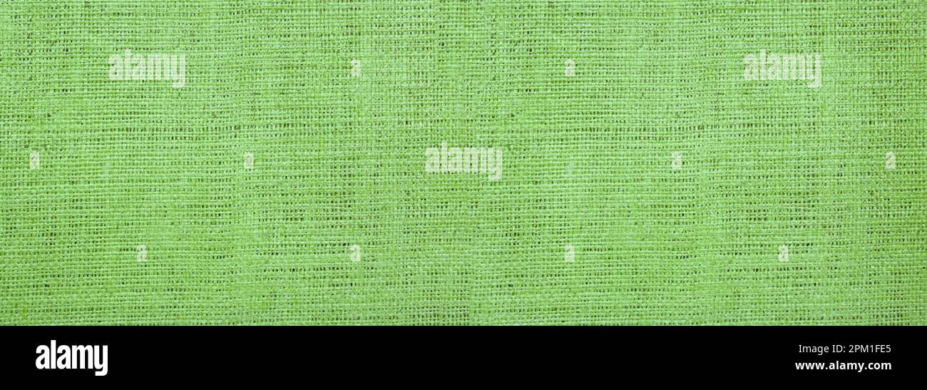 Texture of green burlap fabric as background, top view. Banner design ...