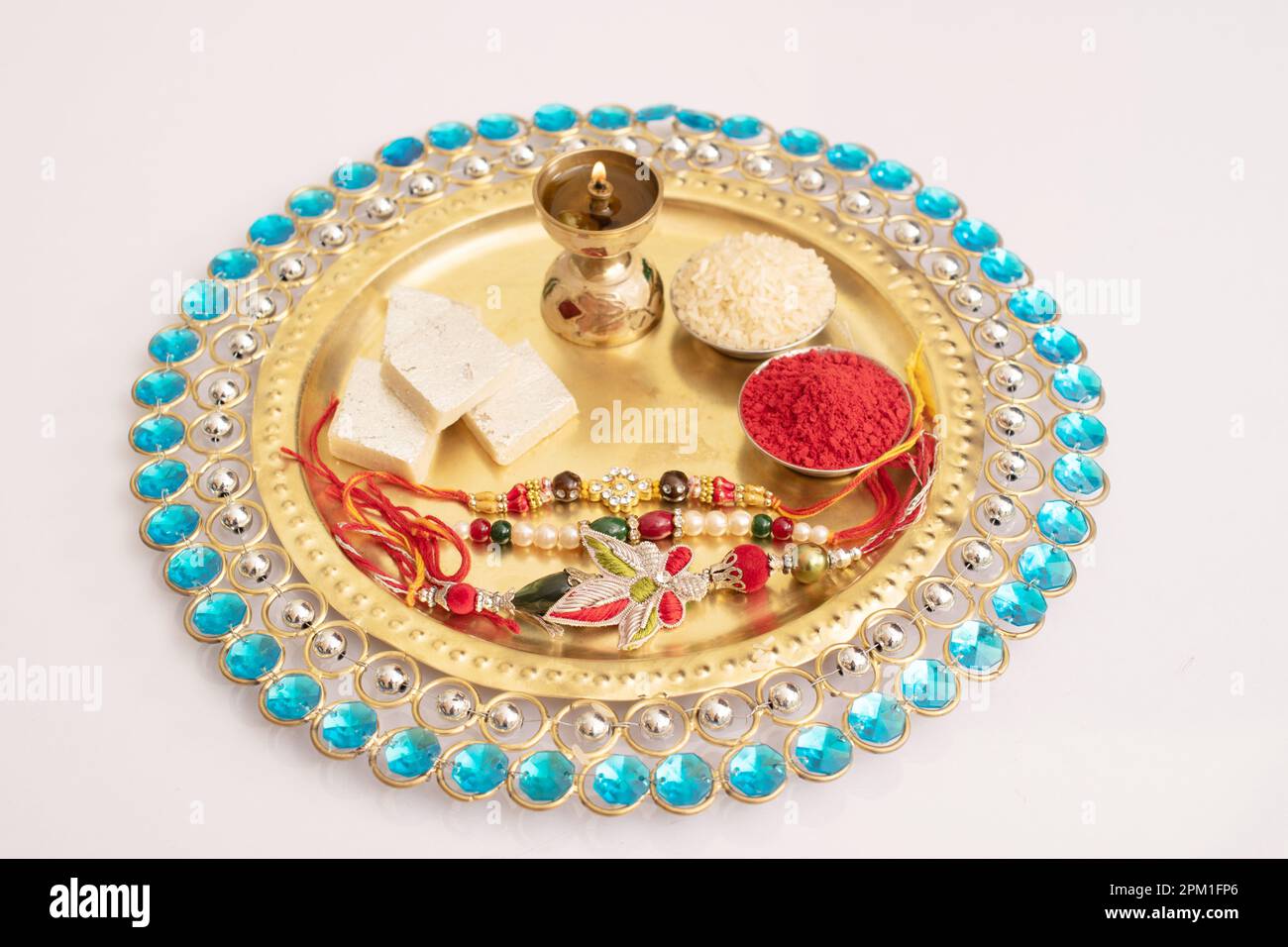 Rakhi and sweet thali for pooja, raksha bandhan concept Stock Photo - Alamy